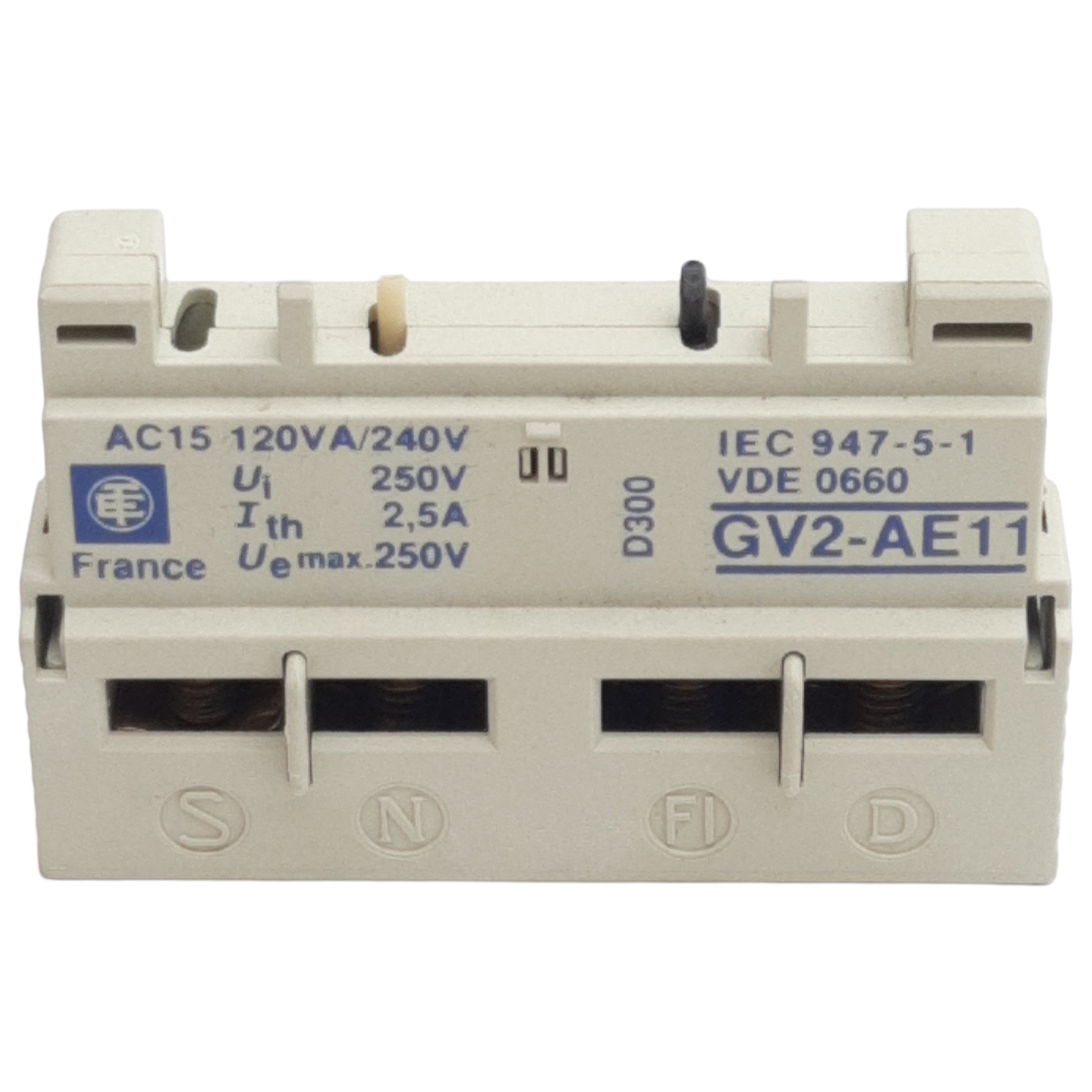 Telemecanique GV2-AE11 Auxiliary Contact Block, 2-Pole, 1NO + 1NC, 2.5 ...