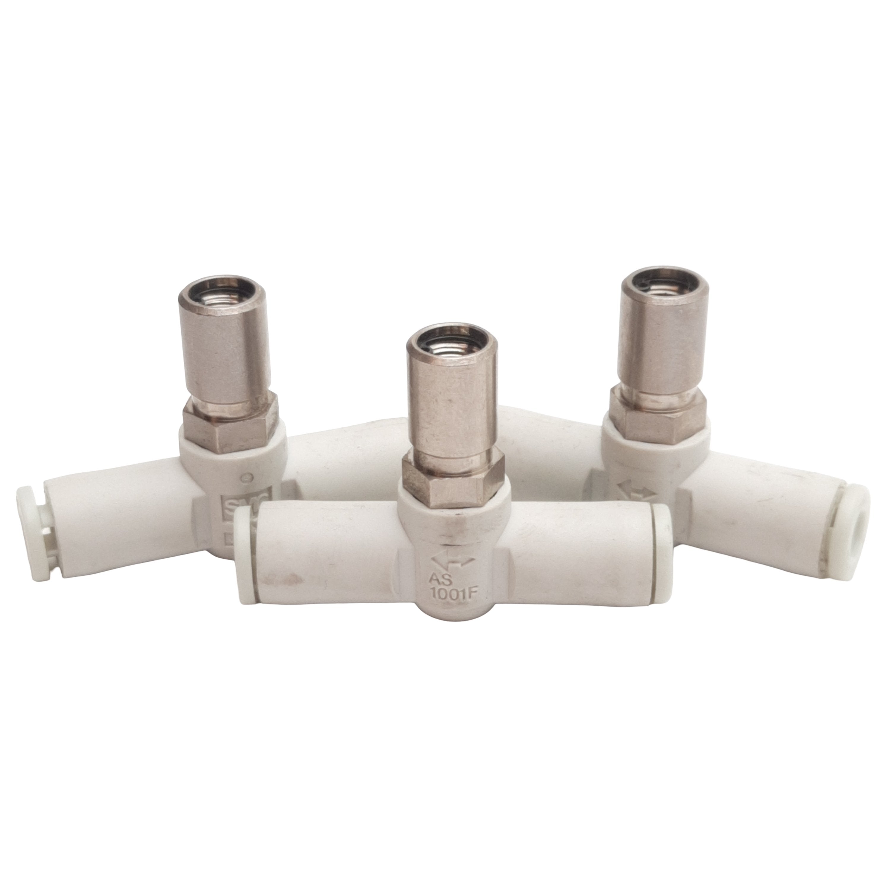 Lot of 3 SMC AS1001F-04D Pneumatic Fitting, ø4mm x ø4mm One-Touch Tube ...