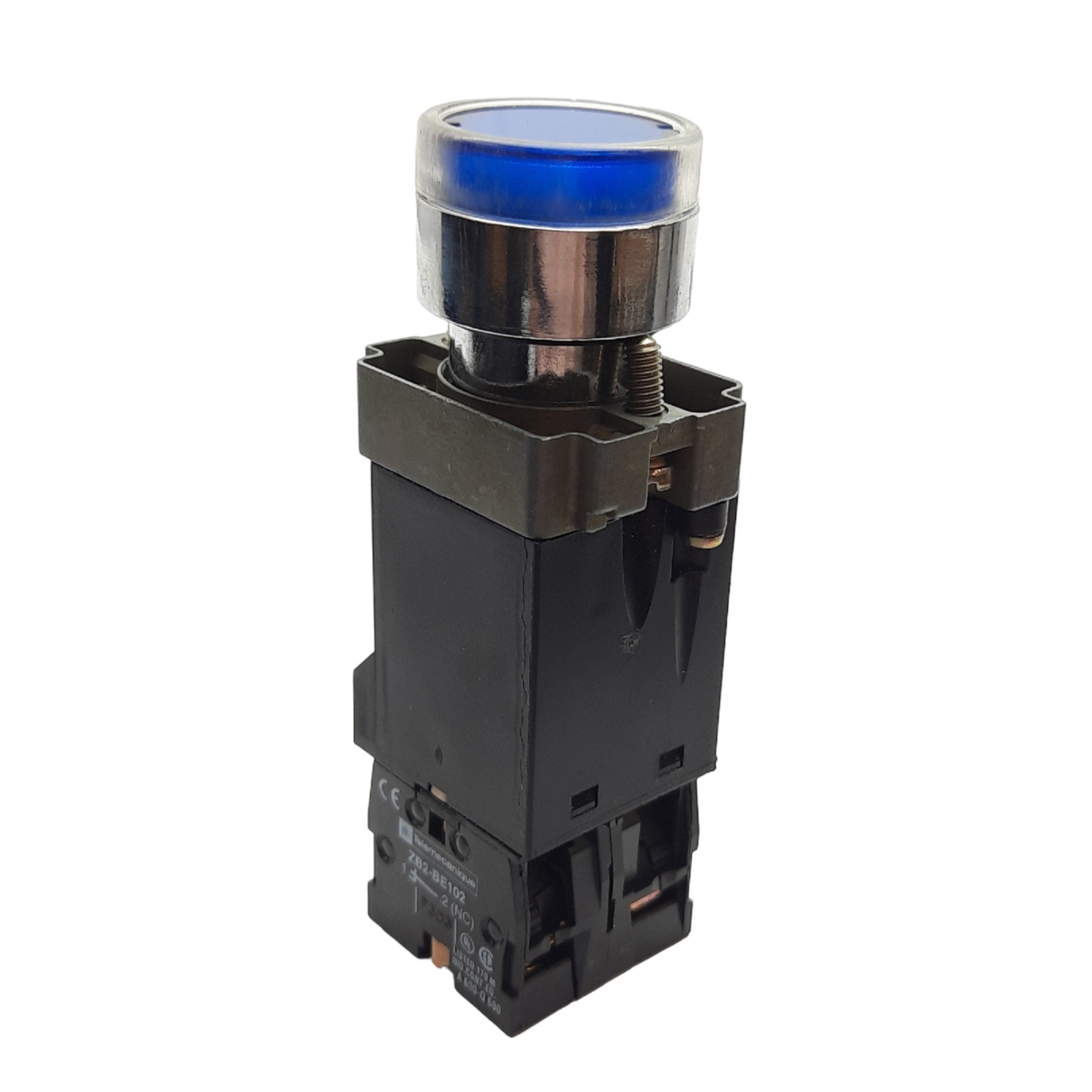 Telemecanique ZB2BW36 Push Button, 1 NC & 1 NO, 400VAC, 10A, Flush, Bl ...
