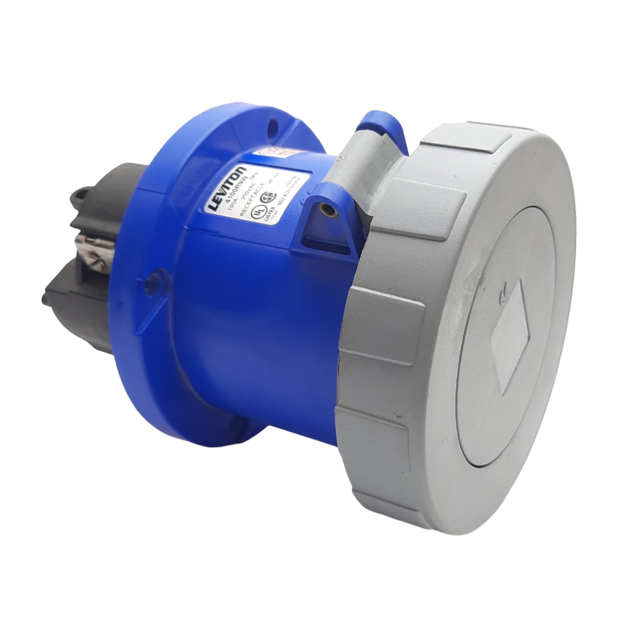 Leviton 4100R9W IEC Pin & Sleeve Receptacle, 100A, 250 VAC 3 Phase, 3 ...