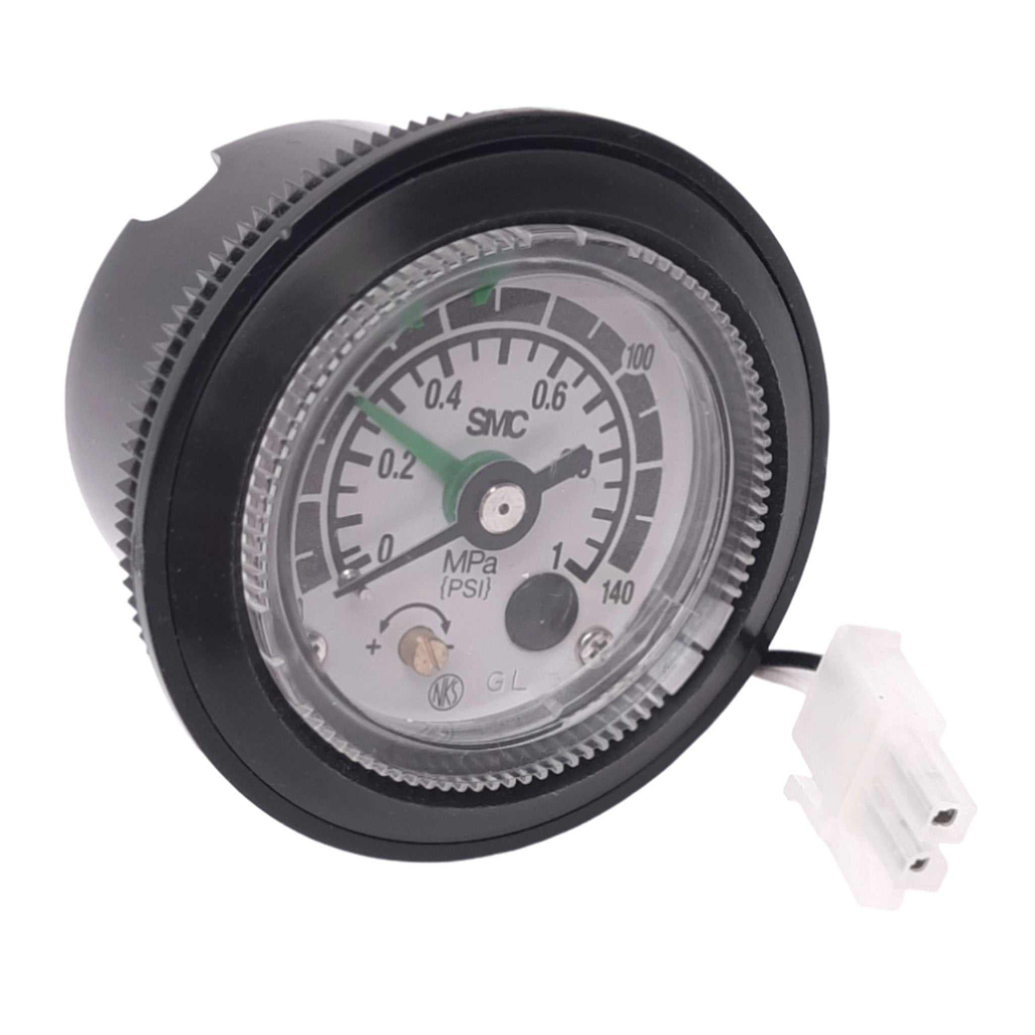 SMC GP46-10-01M Pressure Gauge w/ Switch, 1.0 MPa, ø42.5mm, R 1/8, 30V ...