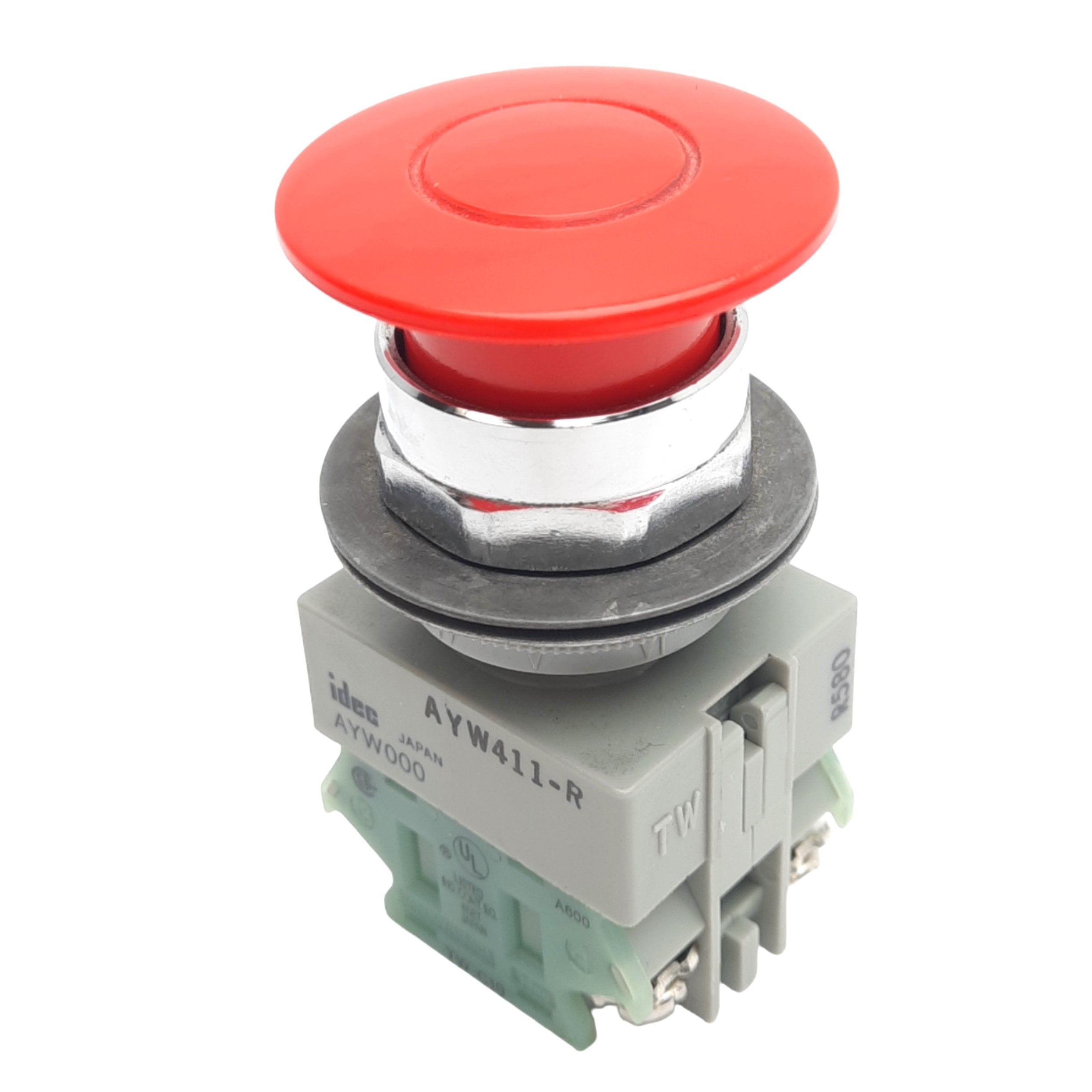 IDEC AYW411-R Red Push/Pull E-Stop Button, ø22mm, 2NO, 600VAC/DC 10A M ...