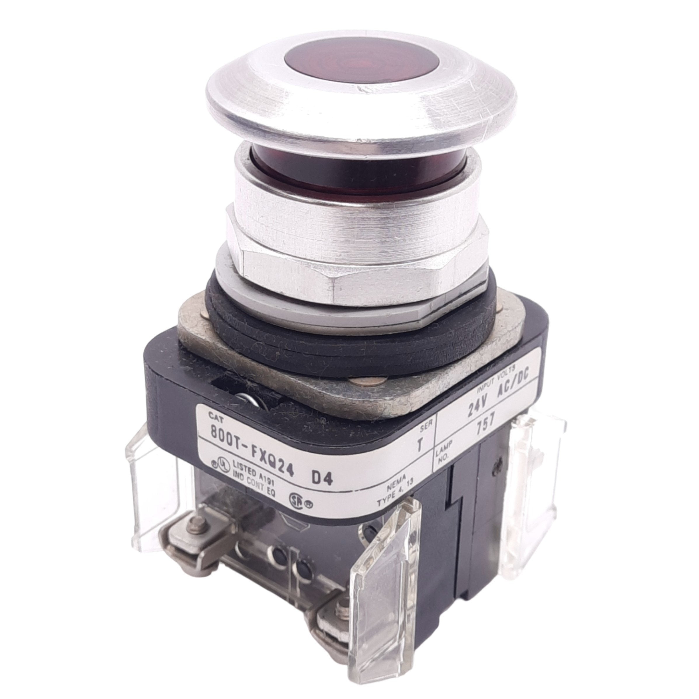 Allen Bradley 800T-FXQ24R Red Illuminated Push/Pull E-Stop Button, ø30 ...