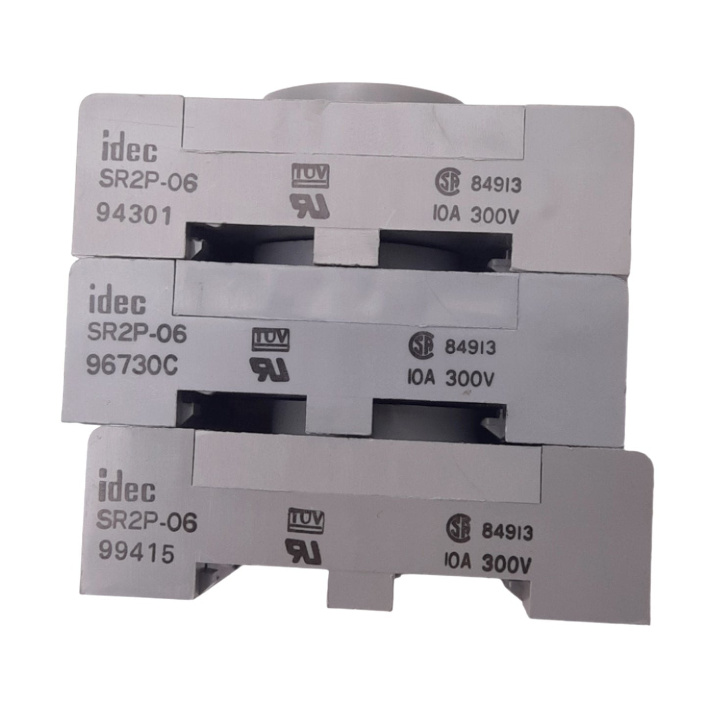 Lot of 3 IDEC SR2P-06 Relay Sockets, 8-Pin Octal, 300V 10A Max, DIN Ra ...