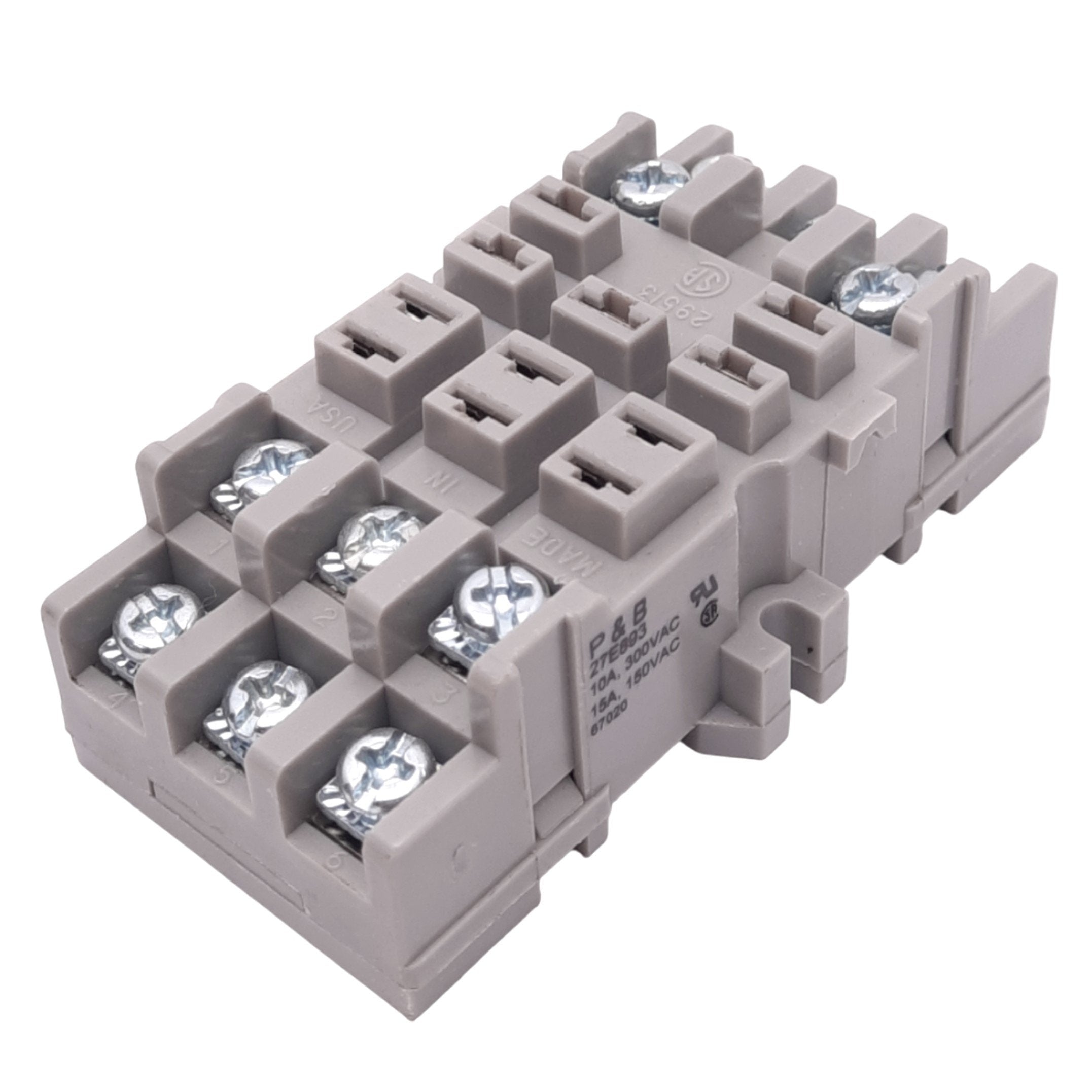 Potter & Brumfield 27E893 Relay Socket, 11-Pin Blade, 300V 15A Max, DI ...