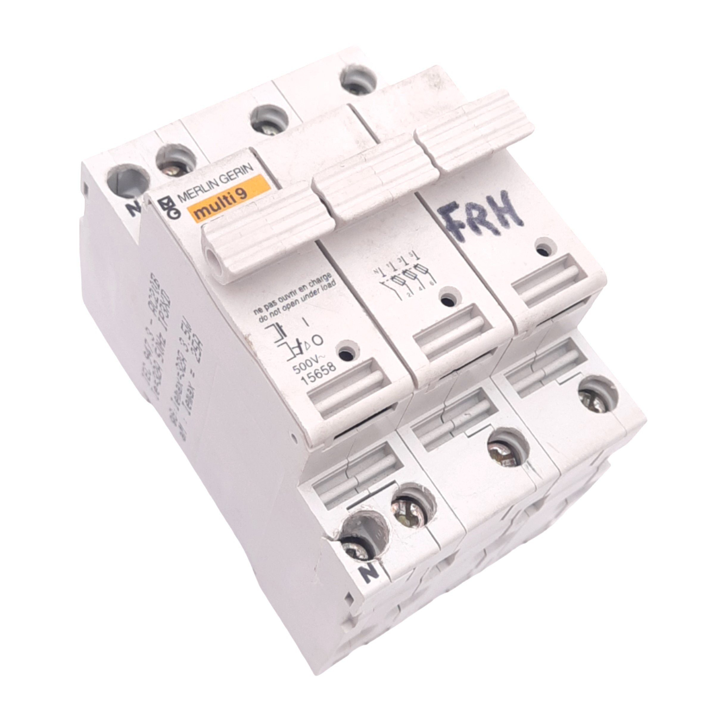 Merlin Gerin 15658 STI 10.3x38 Fuse Holder, 3-Pole, 500VAC Max, DIN Ra ...