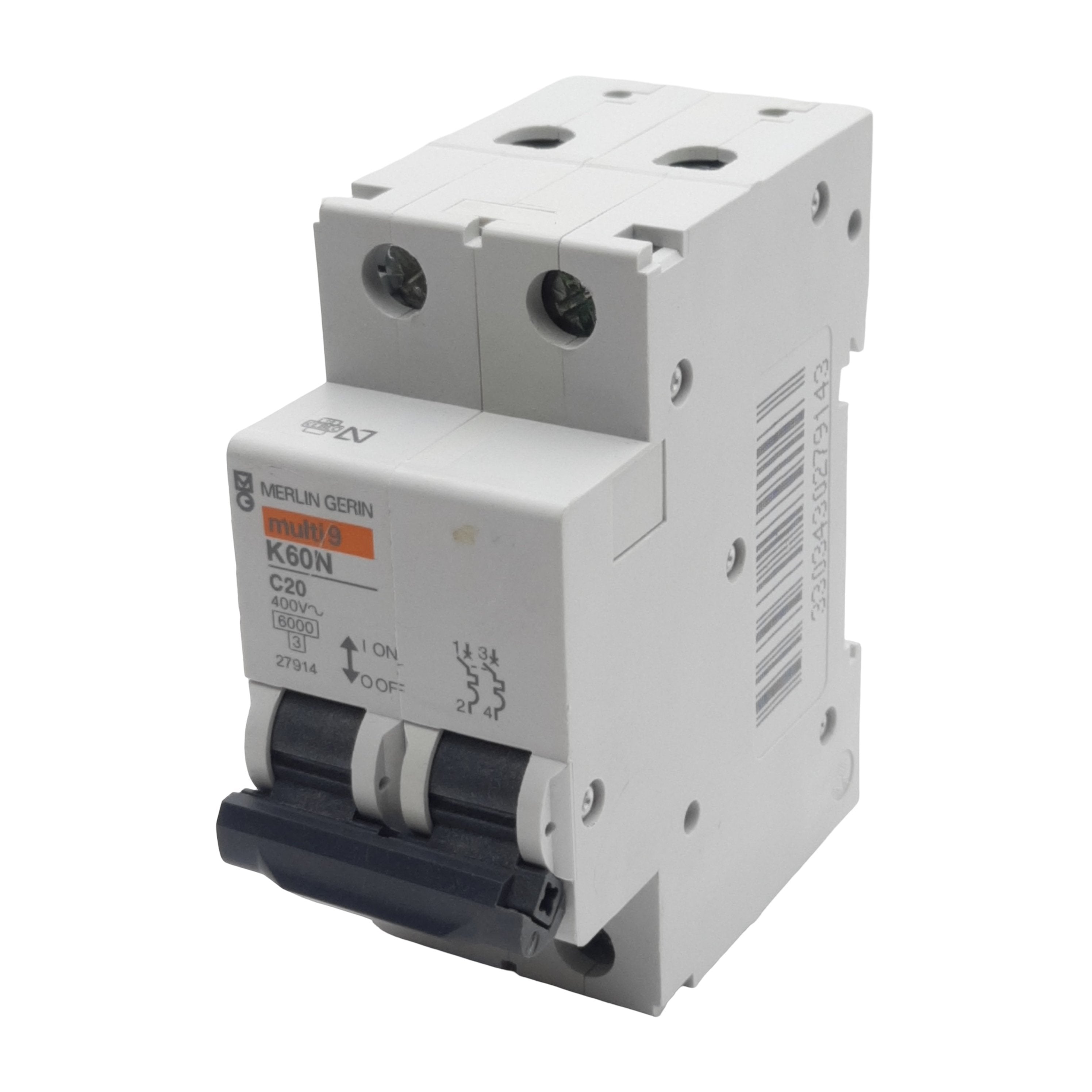 Merlin Gerin 27914 K60N Circuit Breaker, 2-Pole, 20A 400VAC, C-Curve ...