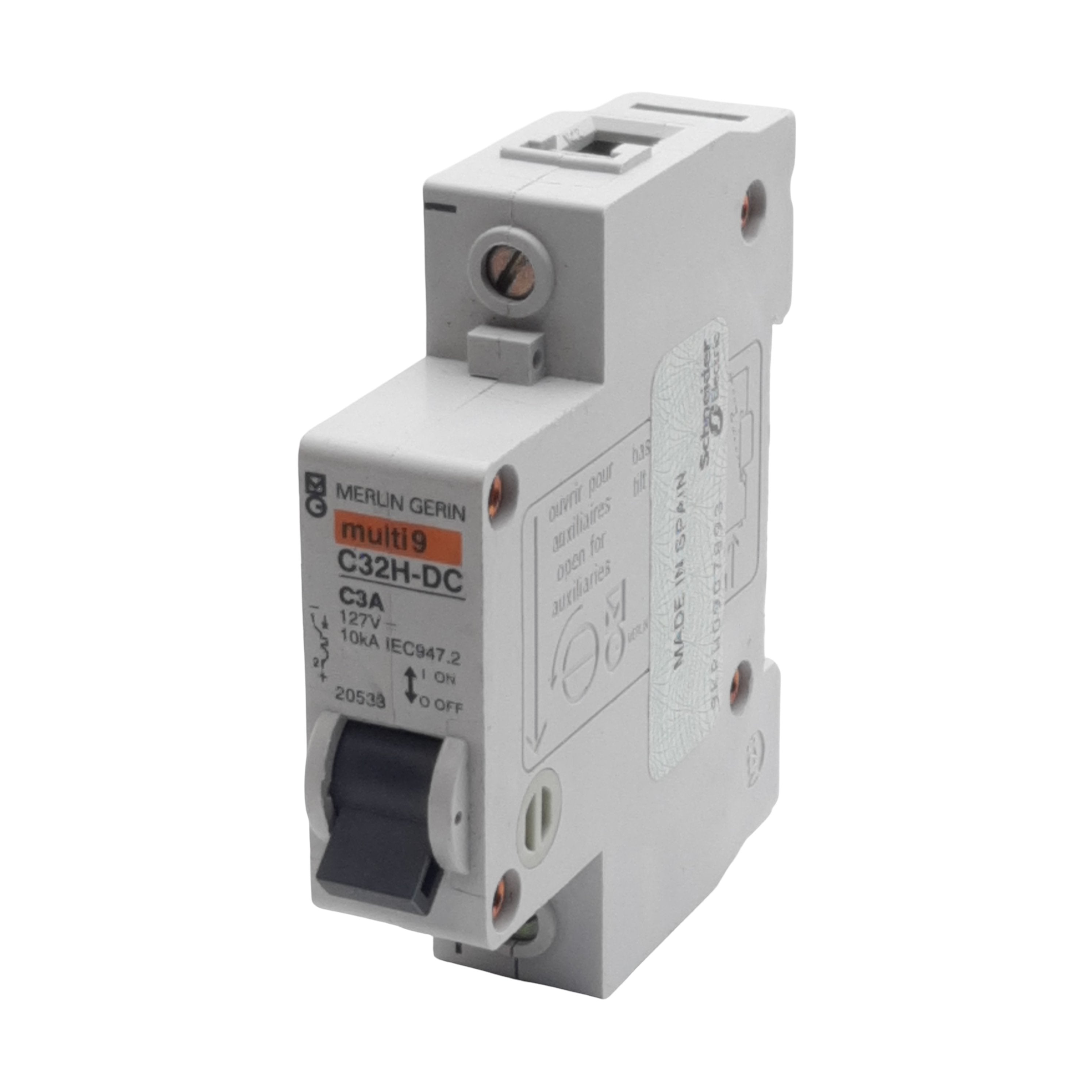 Merlin Gerin 20533 C32H-DC Circuit Breaker, 1-Pole, 3A 127VDC, C-Curve ...