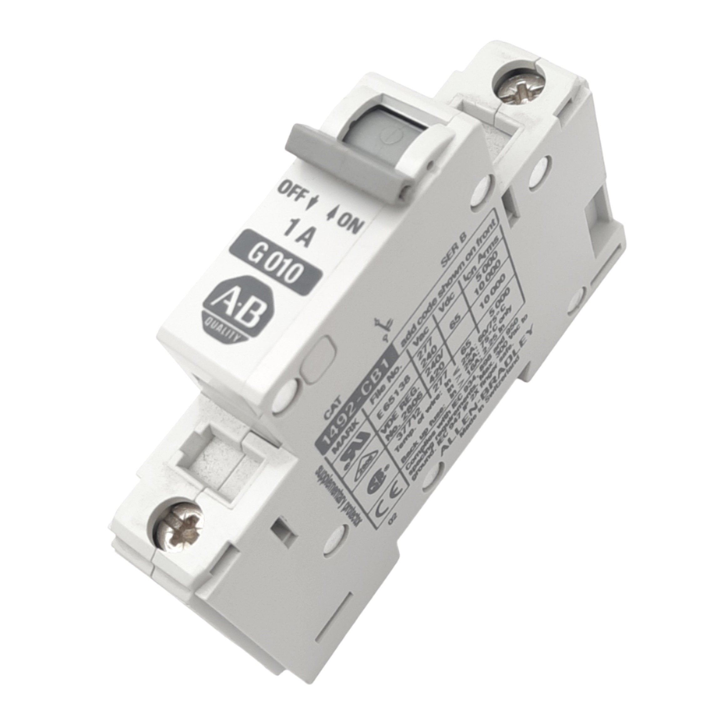 Allen Bradley 1492-CB1-G010 Circuit Breaker, 1-Pole, 1A, 277VAC Max, D ...