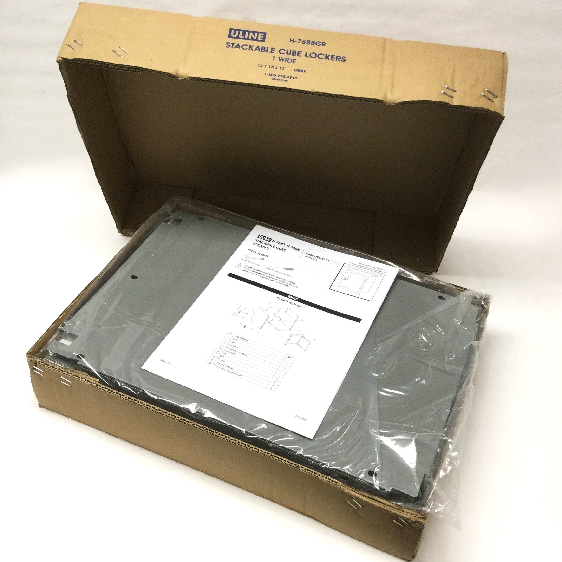 Uline H-7588GR Stackable Cube Locker Padlockable Storage, 12" x 18" x ...