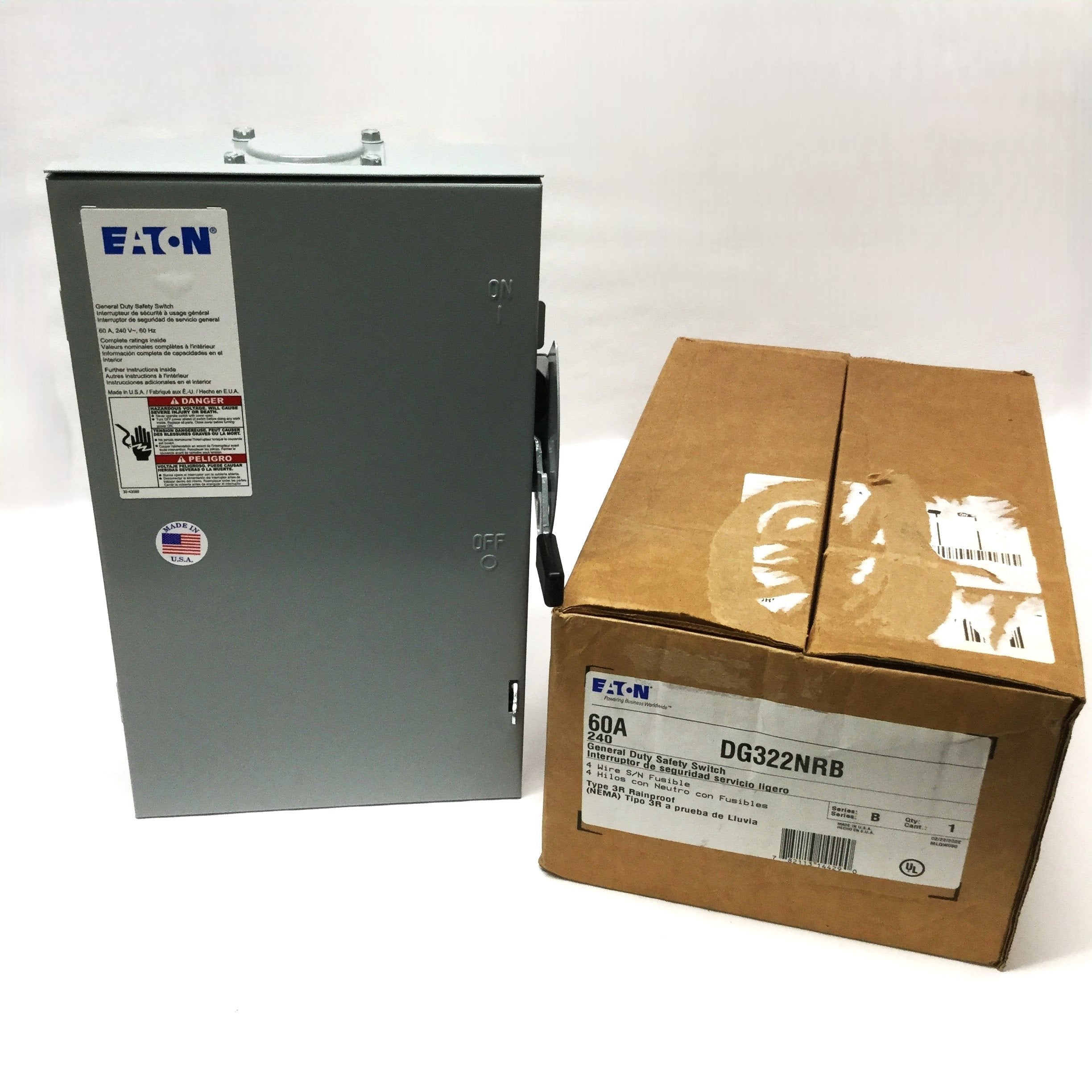Eaton DG322NRB Safety Disconnect Switch 3-Pole, 60A, 240VAC, Class H F ...