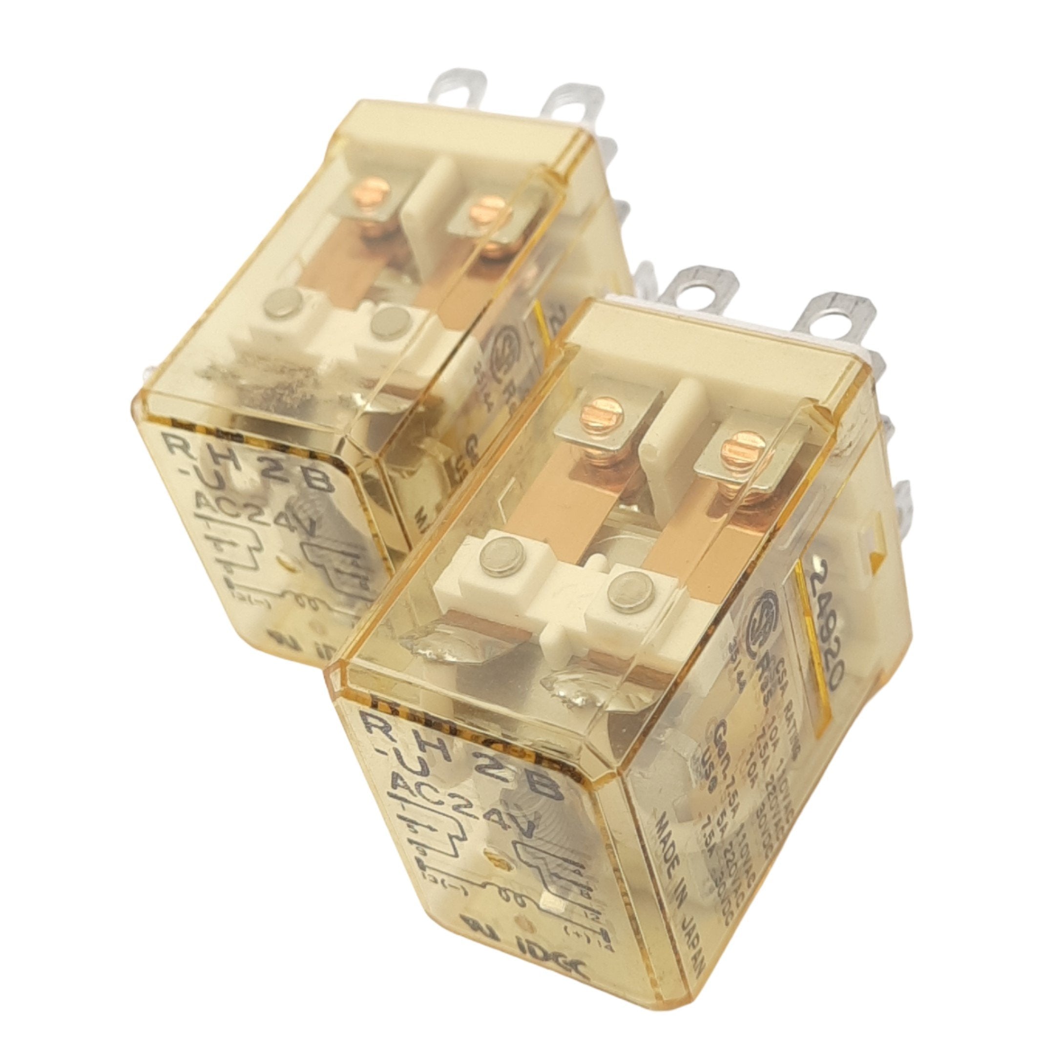 Lot of 2 IDEC RH2B-UAC24V Plug-In Relays, DPDT, 8-Pin, 10A Max, 24VAC ...