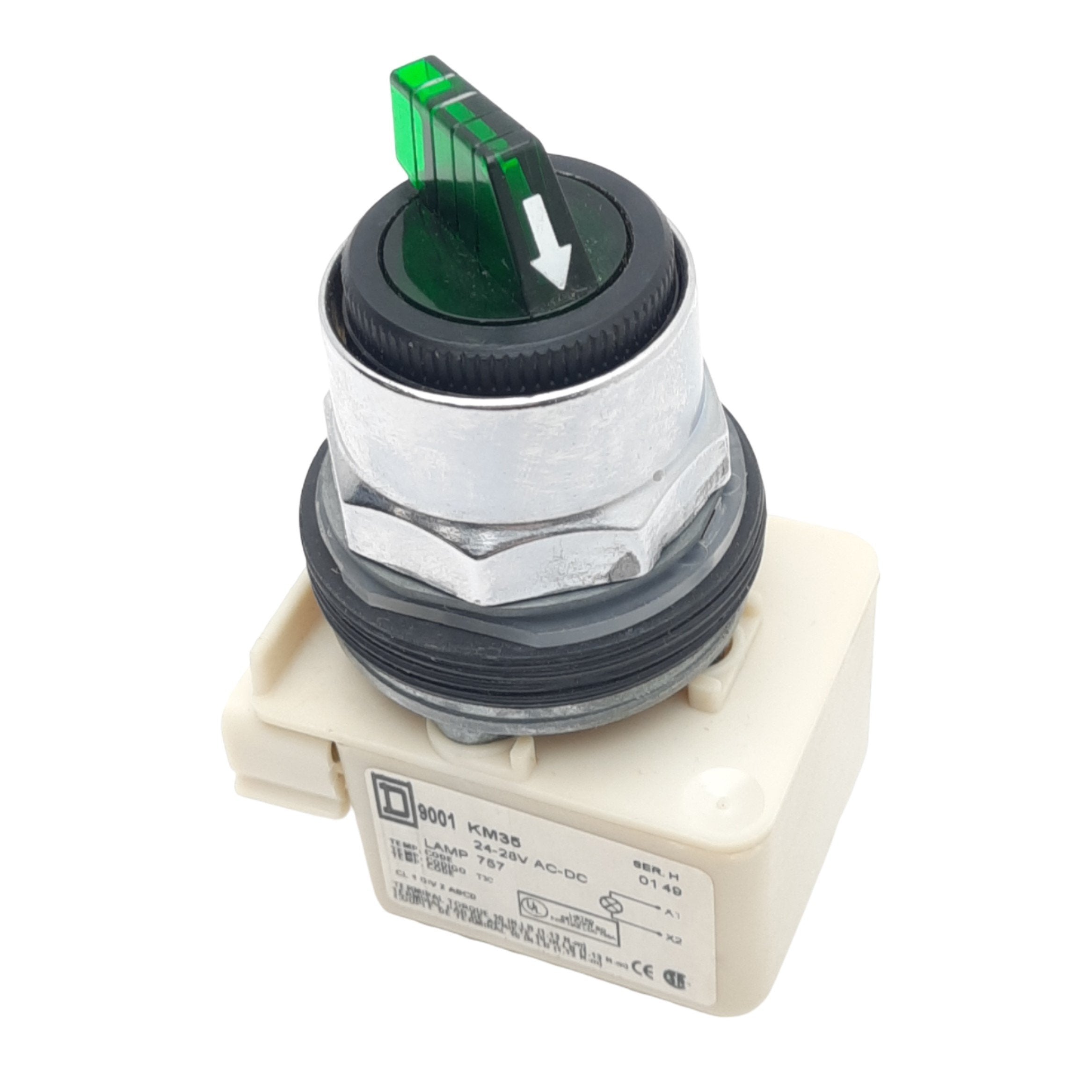 Square D 9001KM35 9001K11J35G Green Illuminated Selector Switch, 2-Pos ...