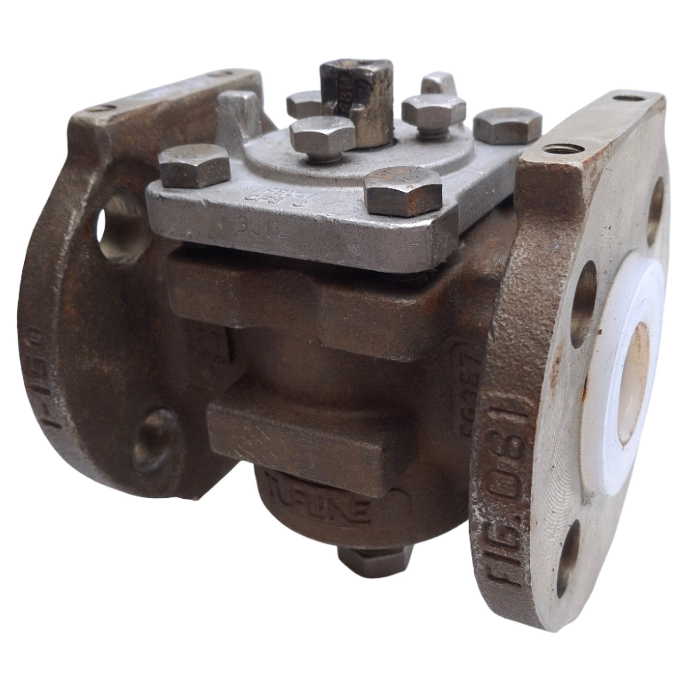 Tufline 1"-061-1-P6-1-P6-N 2-Way Lined Plug Valve ø4.25in Flange, PFA ...