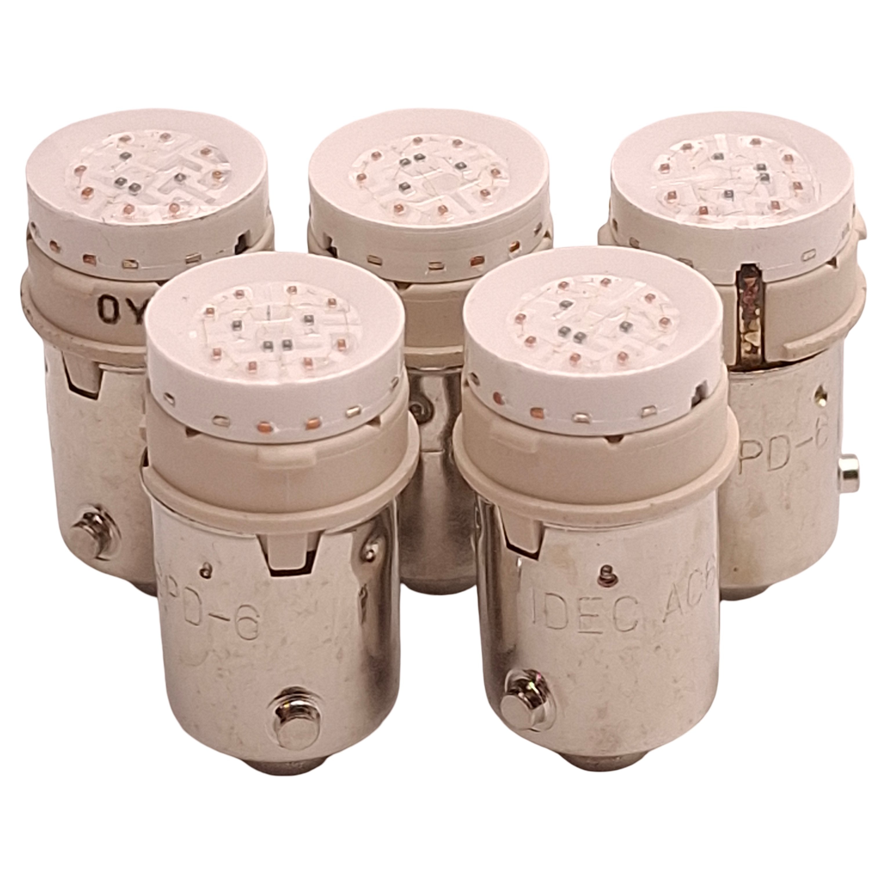 Lot of 5 Idec LSPD-6W Pushbutton LED Bulb, White, 6VAC/VDC, 22mm Mount ...