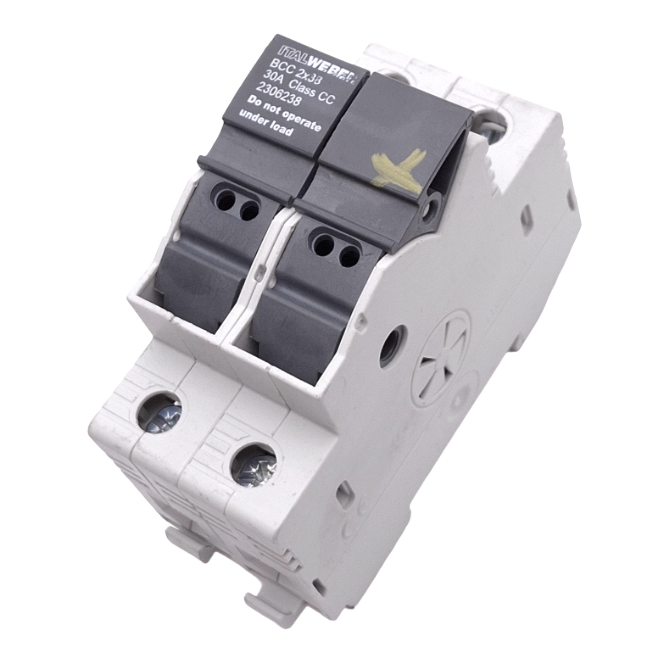 ITALWEBER BCC 2x38 Midget Fuse Holder, 2-Pole, Class CC, 30A 600VAC/DC ...