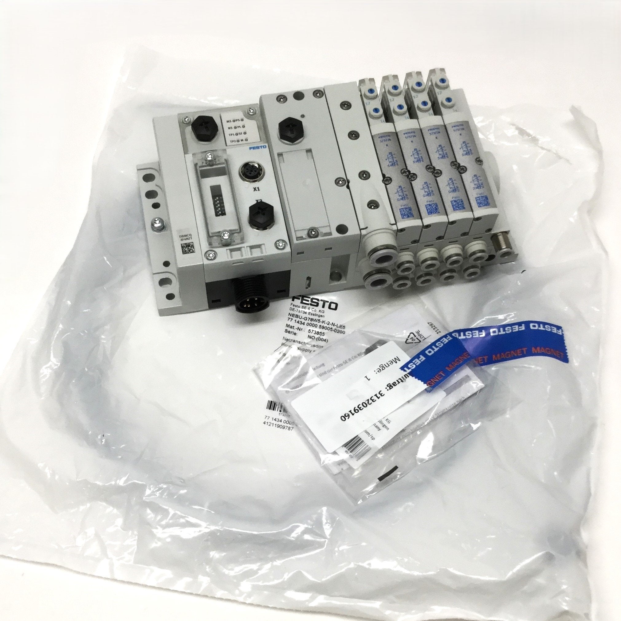 Festo CPX-FB36 EtherNet/IP Field Bus Node on MPAL-VI Manifold w/4x Val ...