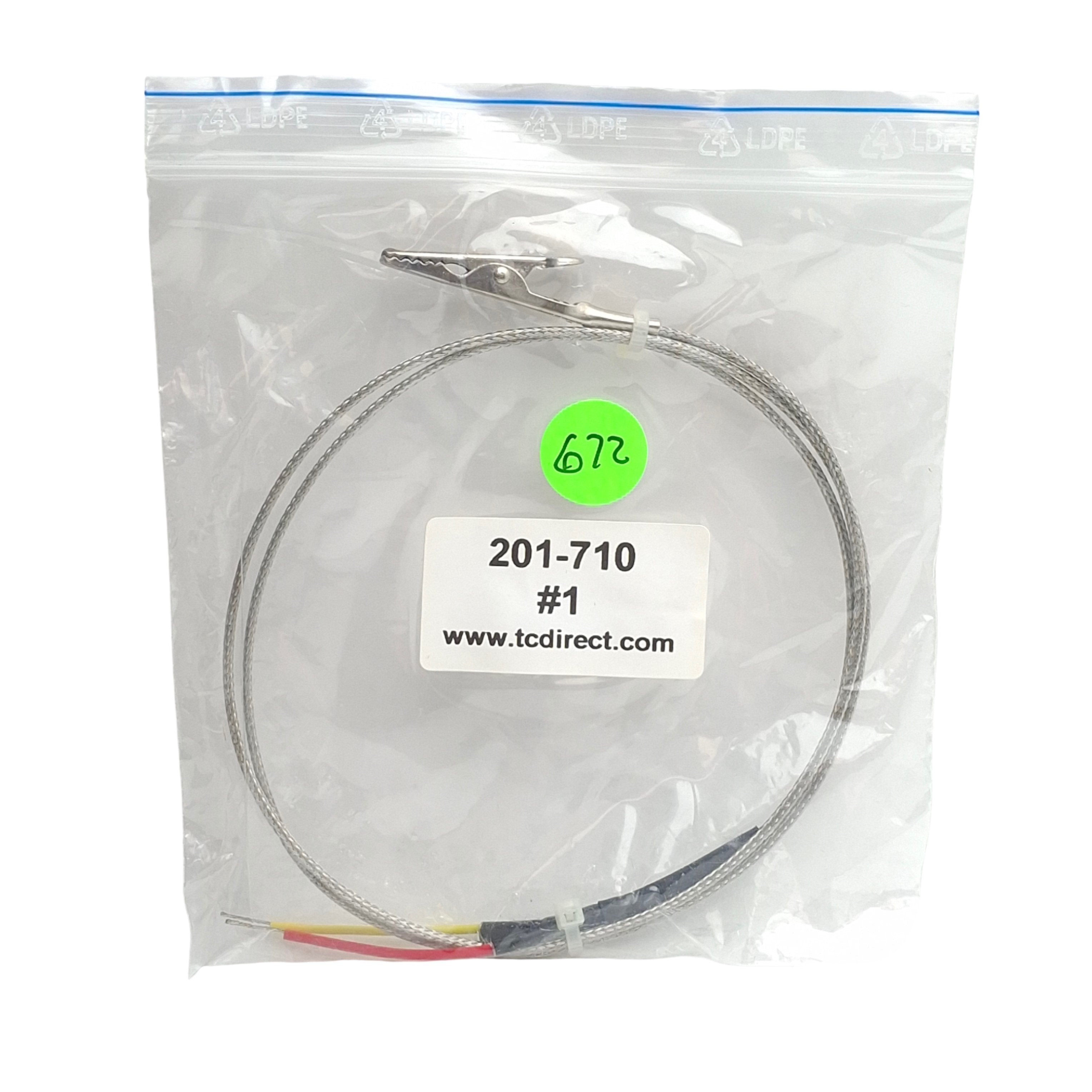 TC Direct 201-710 #1 Alligator Clip Thermocouple, Type K, Flying Leads ...