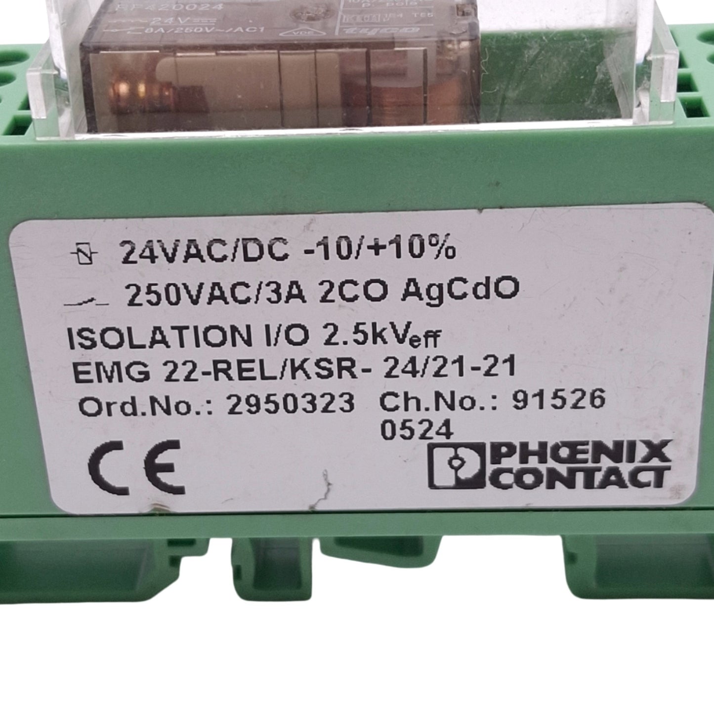 Phoenix Contact 2950323 Relay Module, DPDT, 250V 3A Max, 24VAC/DC Coil ...