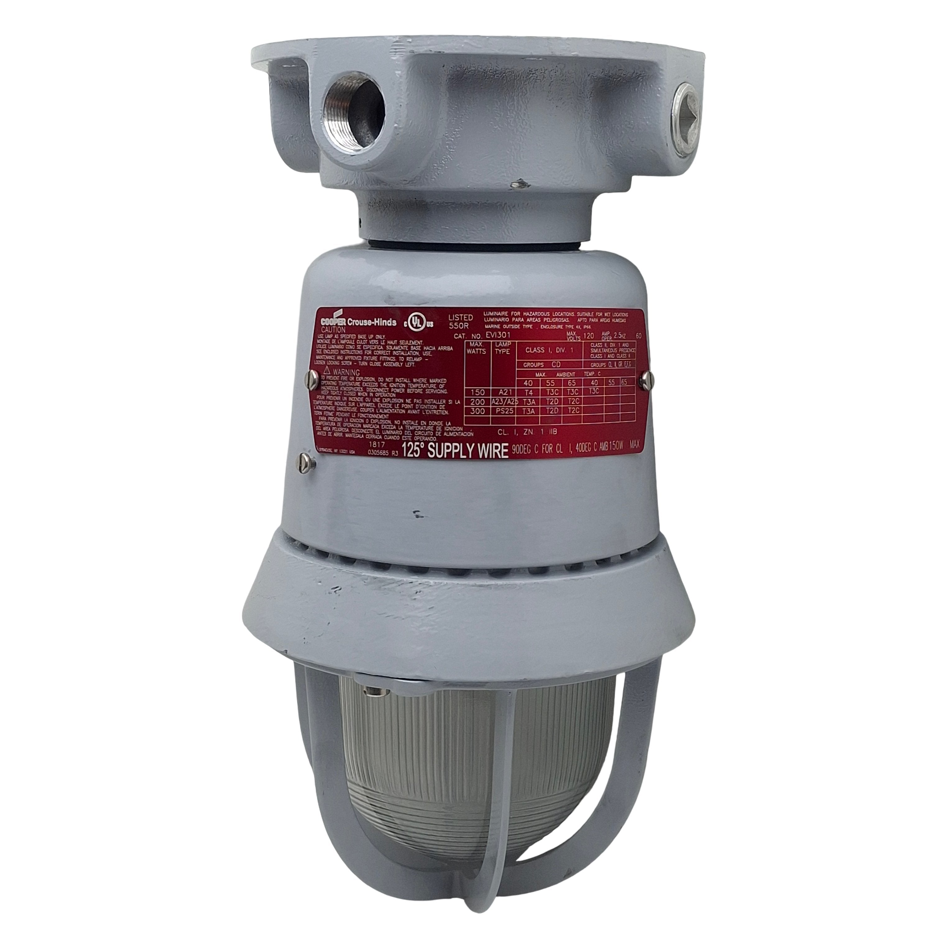 Eaton Crouse-Hinds EVI301 Explosion-Proof Light Fixture, 120VAC, 300W ...
