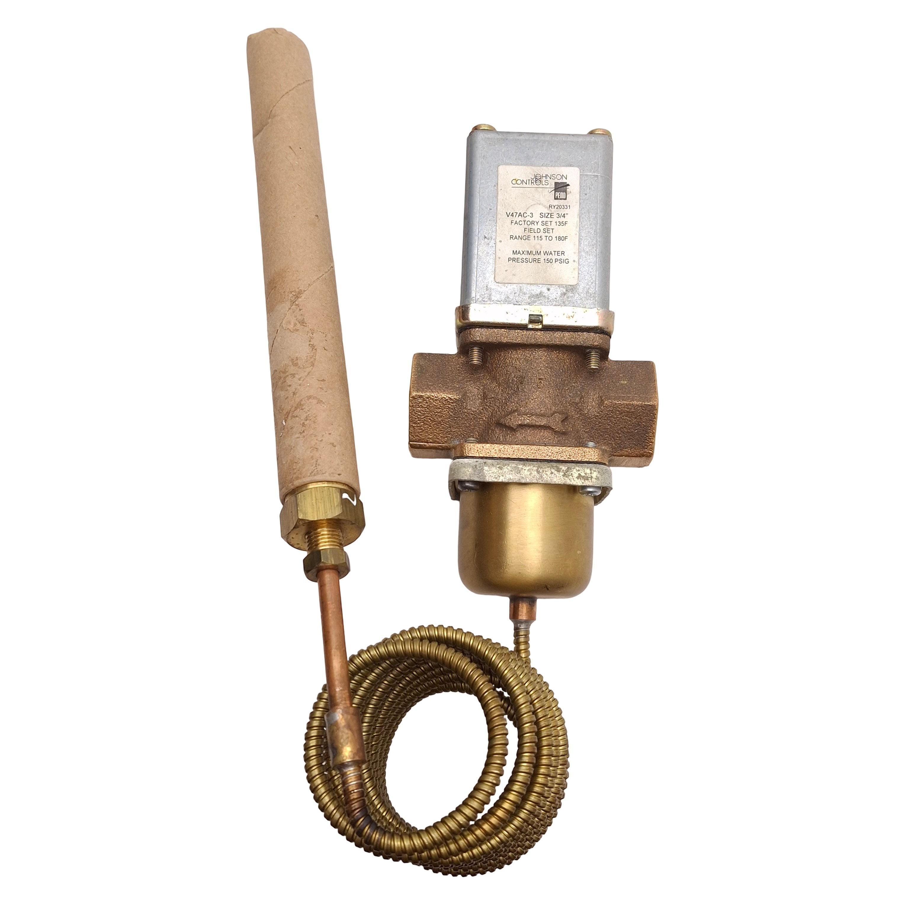 Johnson Controls V47AC-3 Temperature Actuated Water Valve, 115-180°F S ...