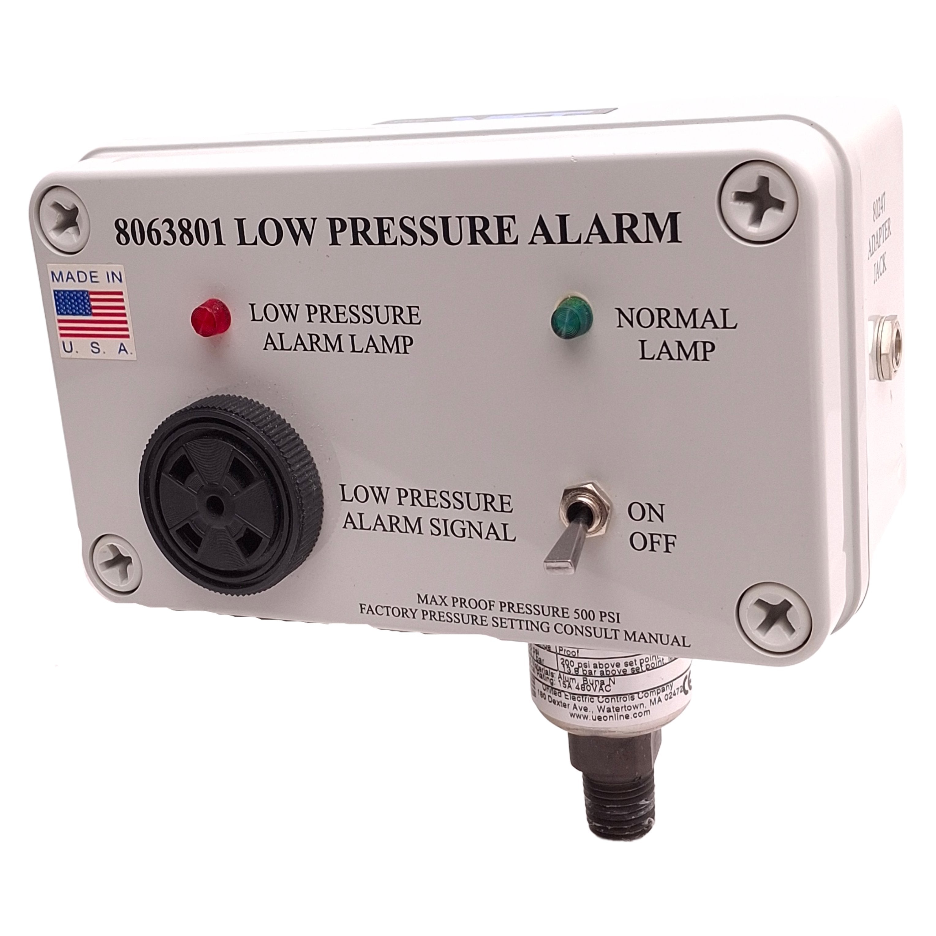 MST 8063801 Low Pressure Alarm 1/4" NPT, 30 to 300psi Range, 85dBA at ...
