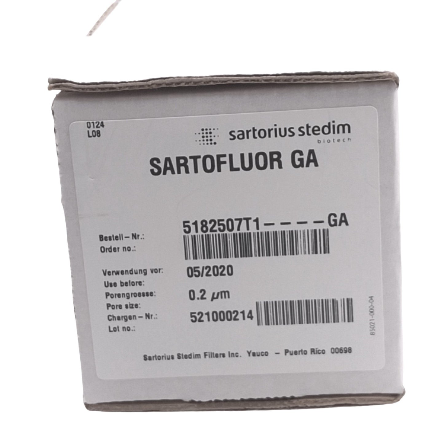 Sartorius 5182507T1 GA Sartofluor Filter Cartridge, 0.2µm Filtration ...