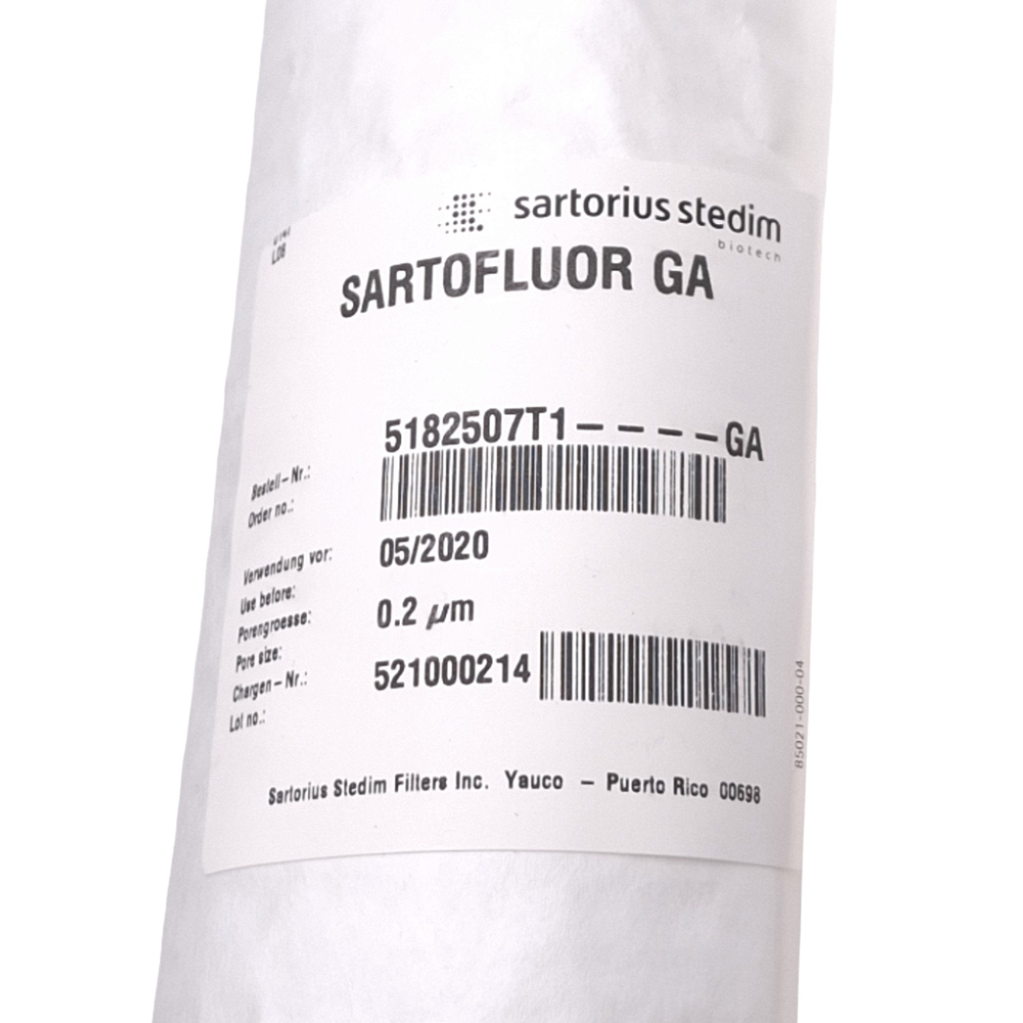 Sartorius 5182507T1 GA Sartofluor Filter Cartridge, 0.2µm Filtration ...