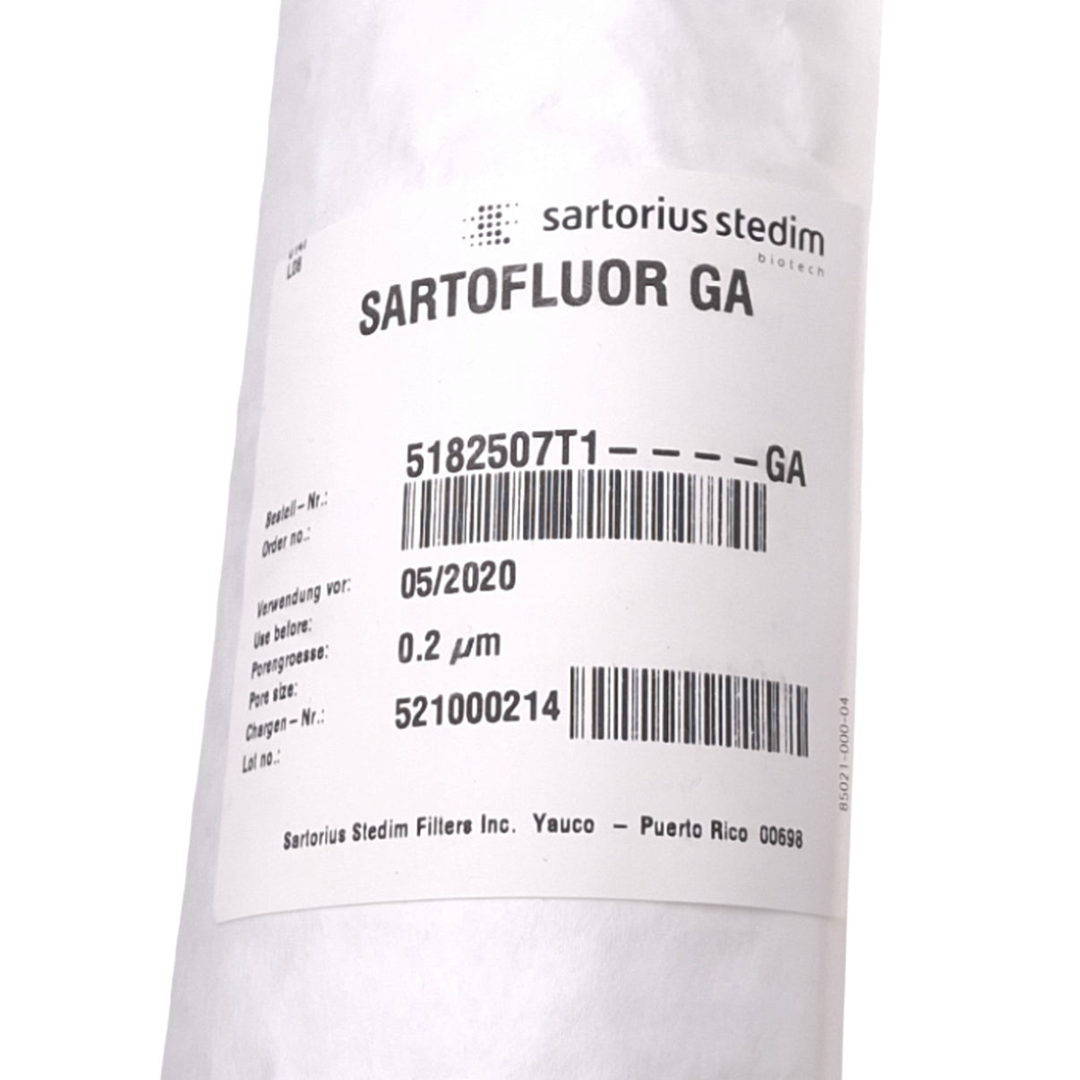 Sartorius 5182507T1 GA Sartofluor Filter Cartridge, 0.2µm Filtration ...