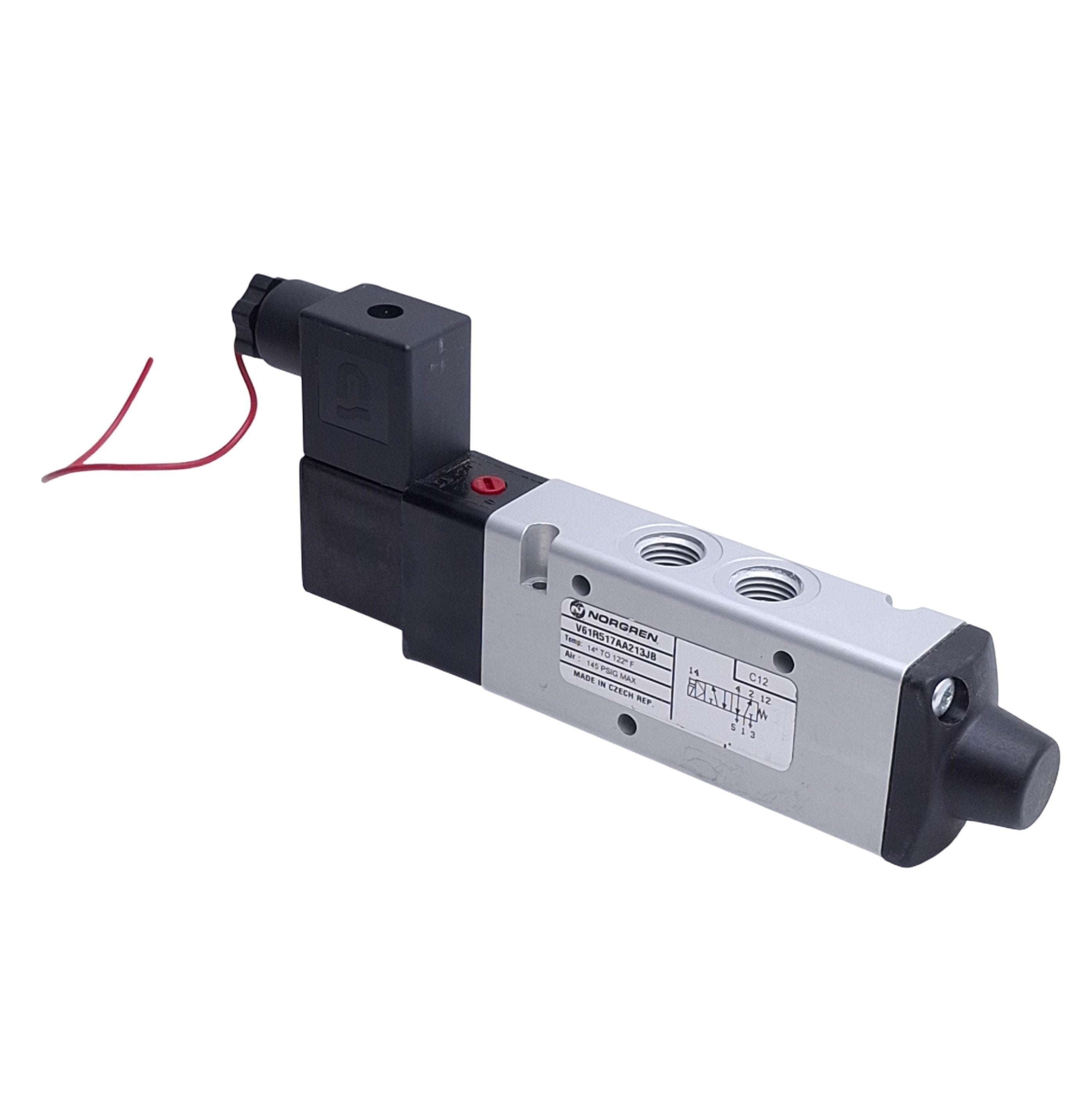 Norgren V61R517AA213JB Solenoid Valve, 1/4in NPT, 5/2-Way, 145psi, 24V ...