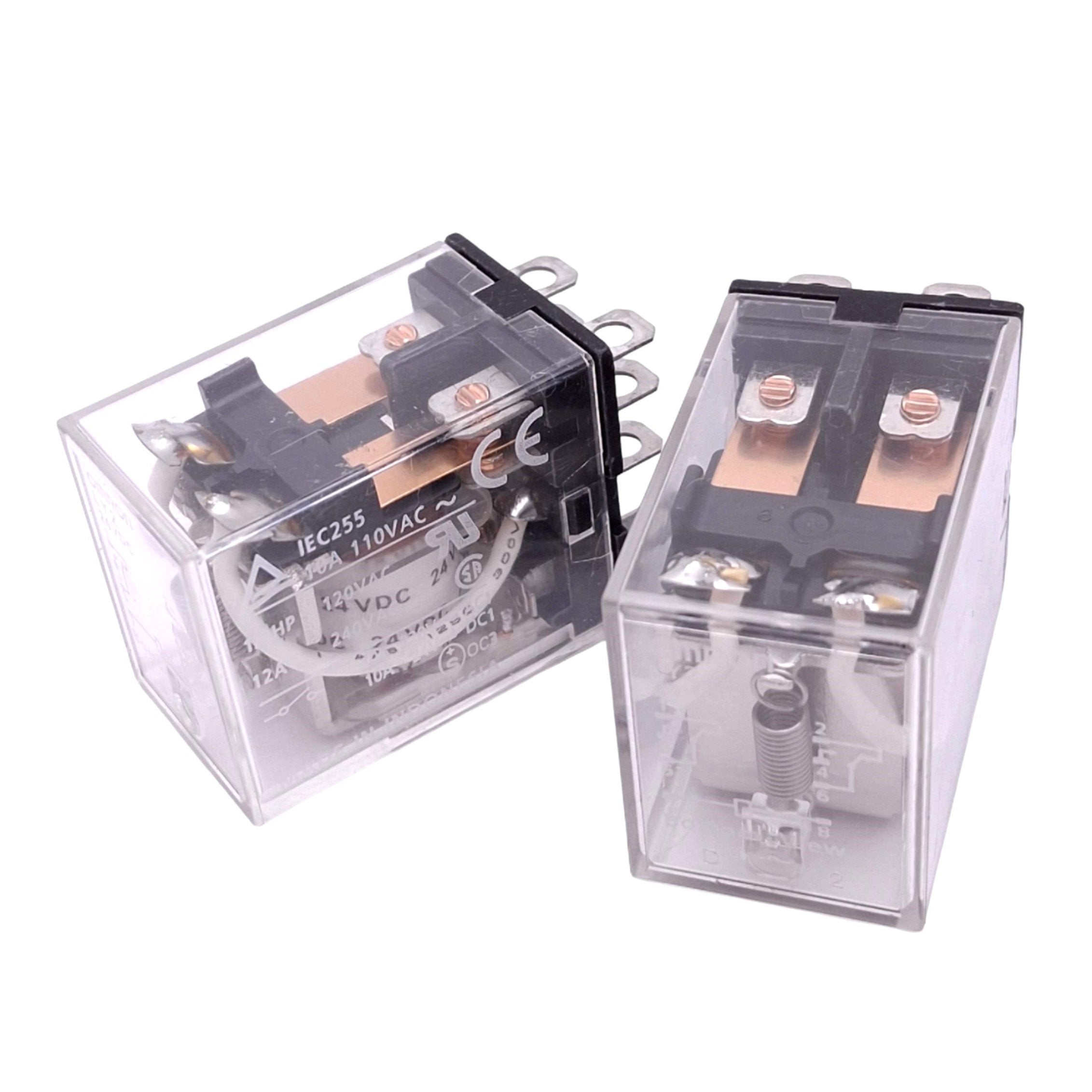 Lot of 2 Omron LY2 DC24 Ice Cube Relays, DPDT, 8-Pin, 10A Max, 24VDC C ...