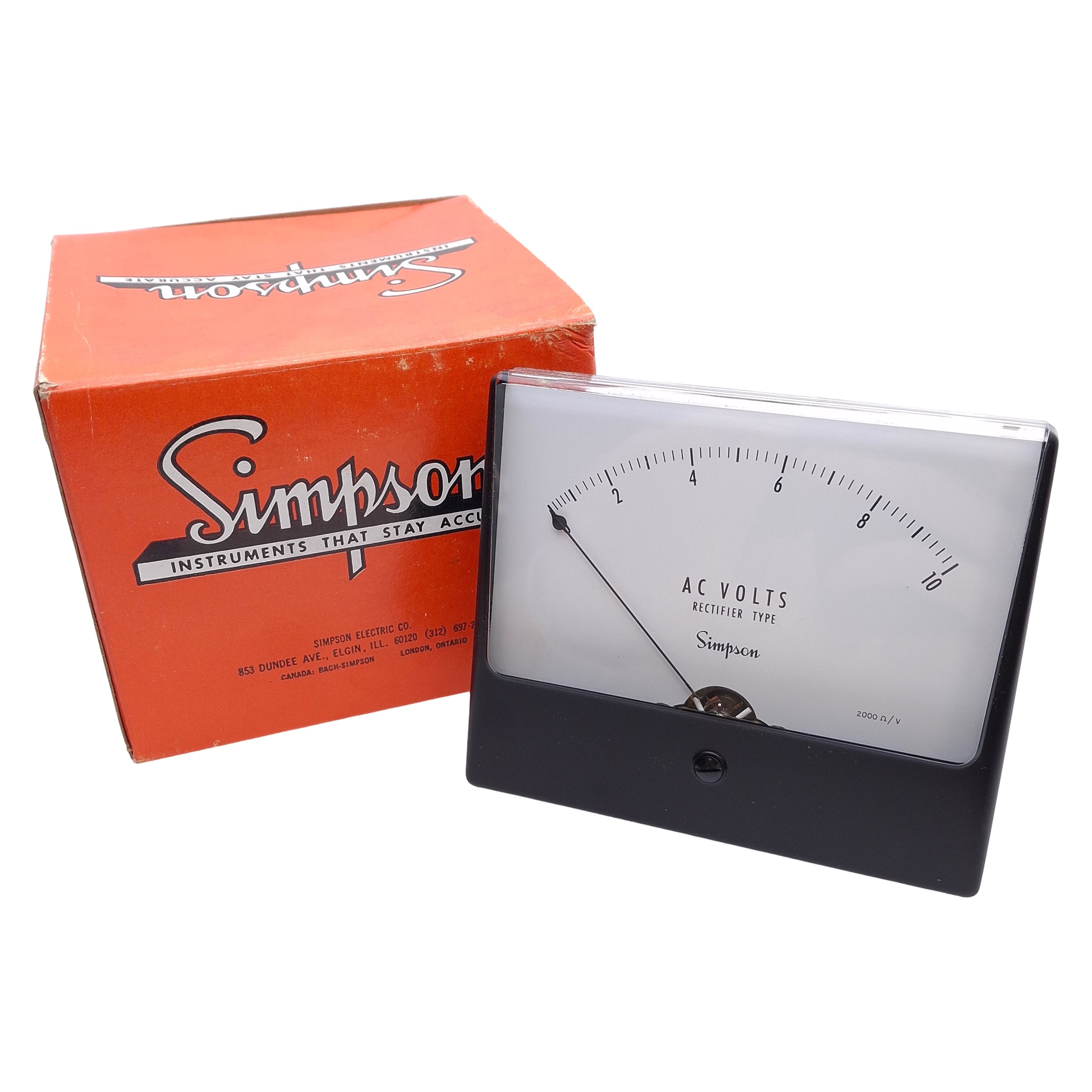 Simpson 1347 AC Voltmeter Rectified 2000Ohms/V, 3-1/2" Size, 0-10 Rang ...