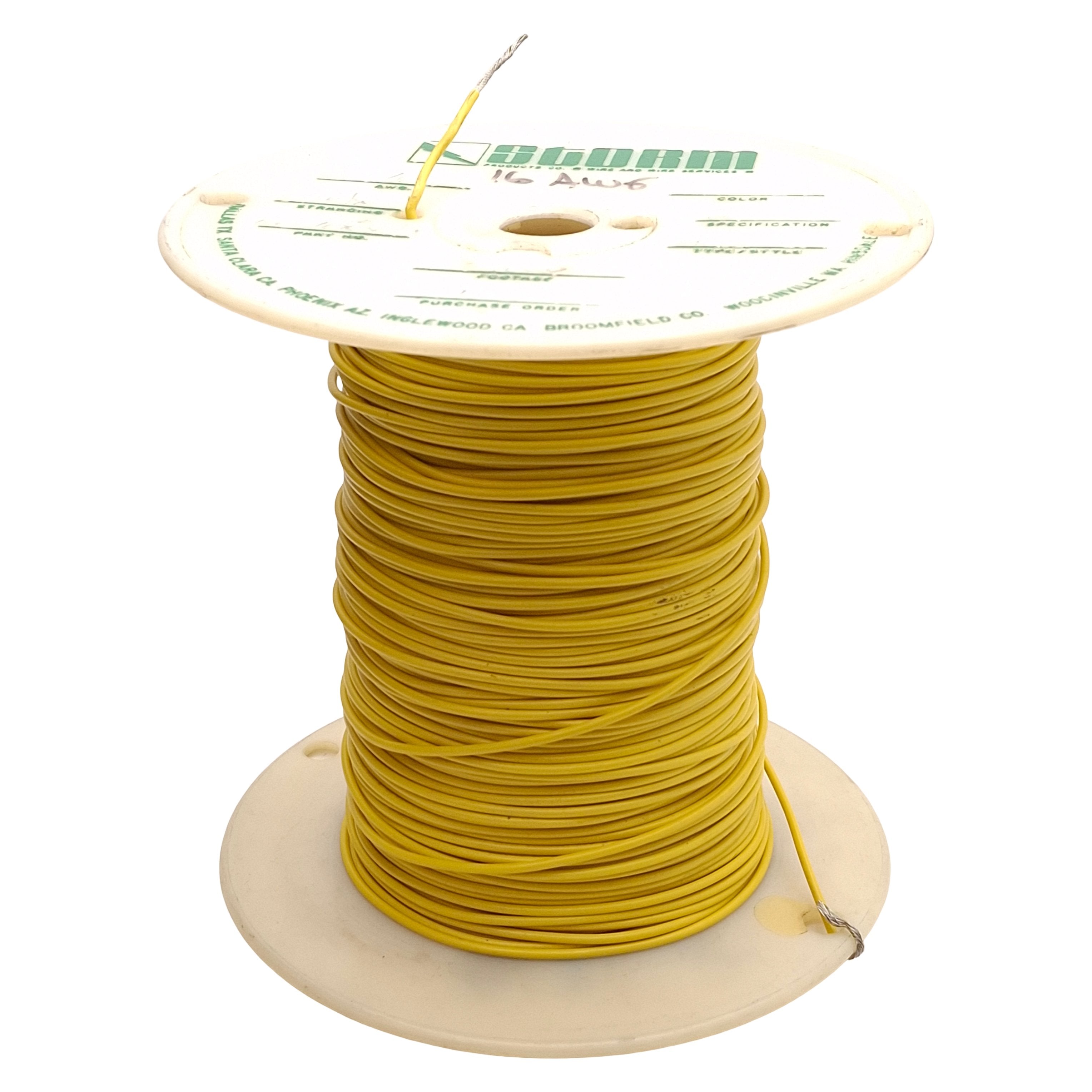 Storm Yellow Stranded Tinned Copper Hookup Wire, 16AWG, 26/30 Strandin ...