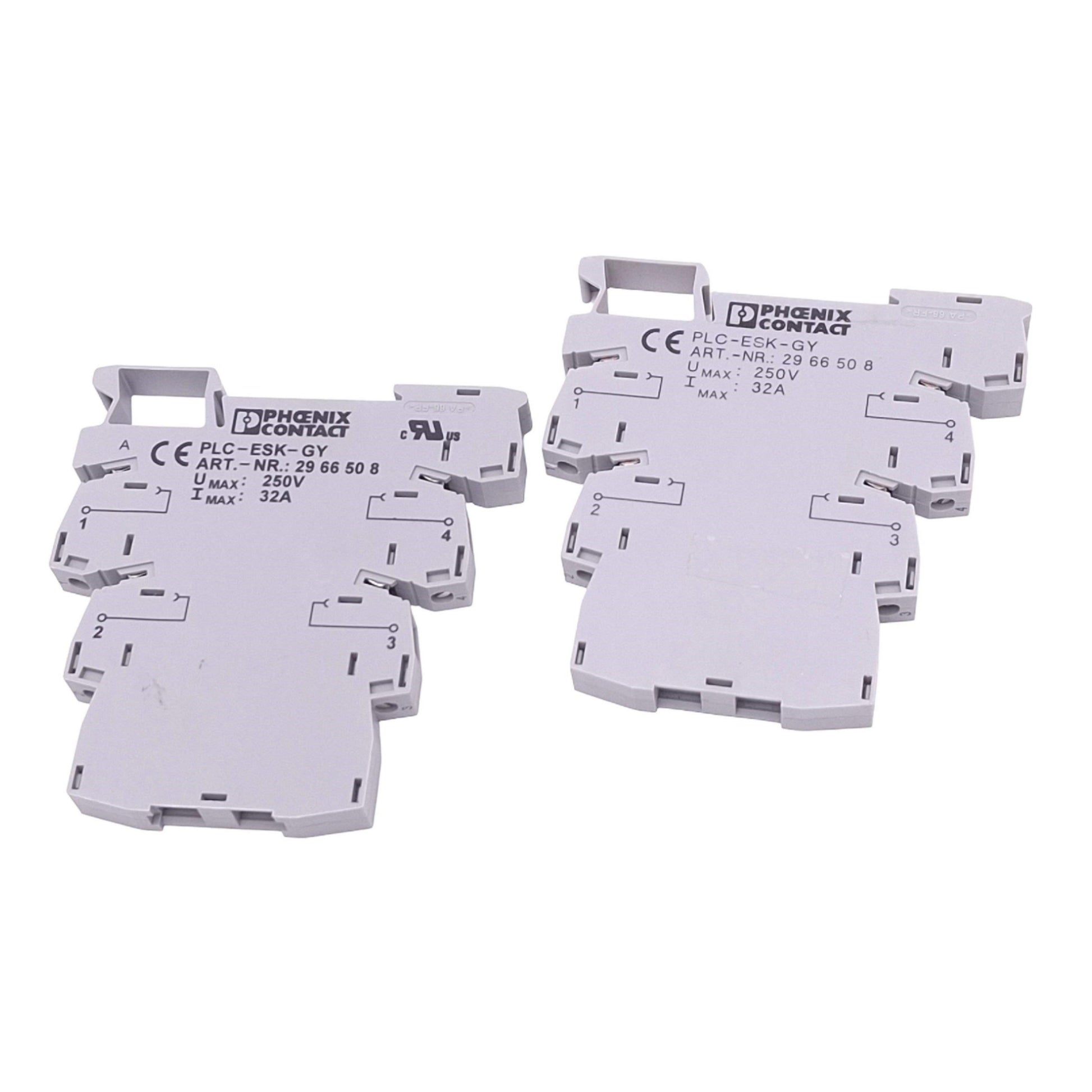 Lot of 2 Phoenix Contact 2966508 PLC-ESK-GY Terminal Blocks, 4-Pole, 2 ...