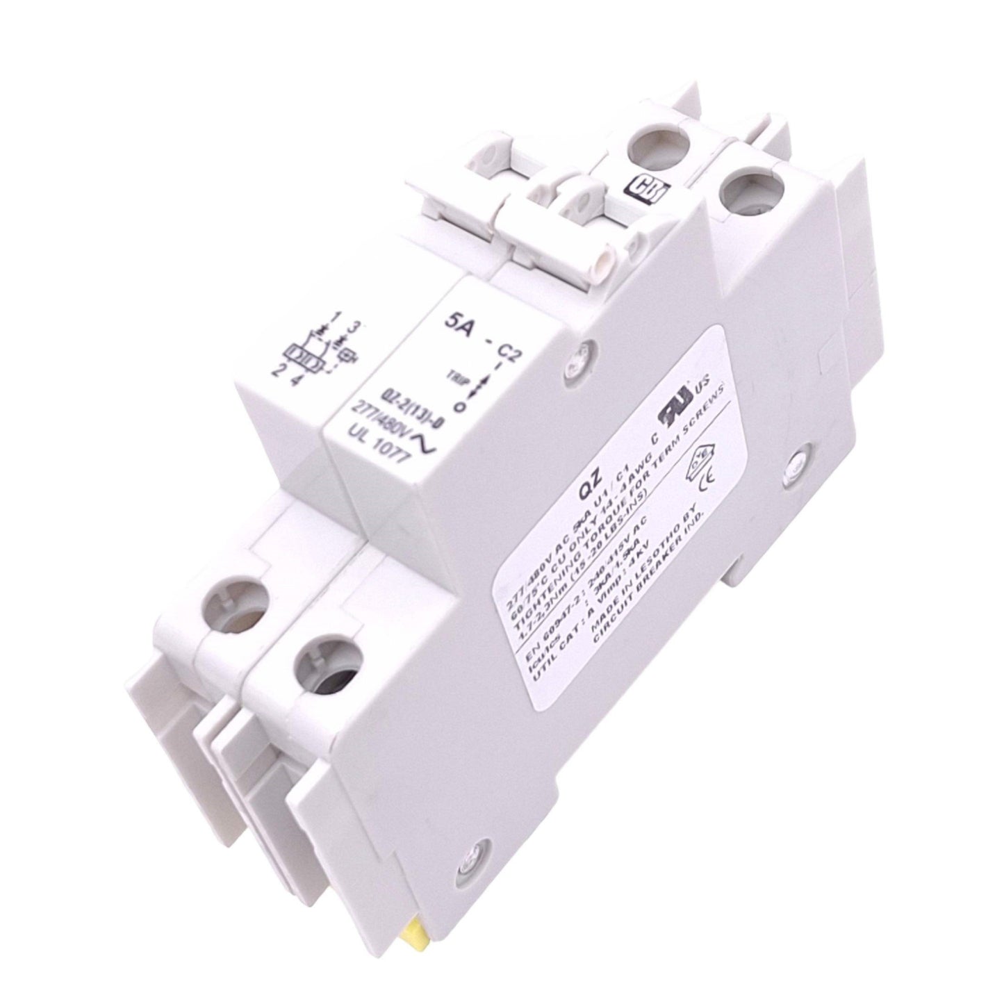 CBI QZ-2-13-D-2-05A Circuit Breaker, 2-Pole 5A, 277/480VAC, DIN Rail M ...