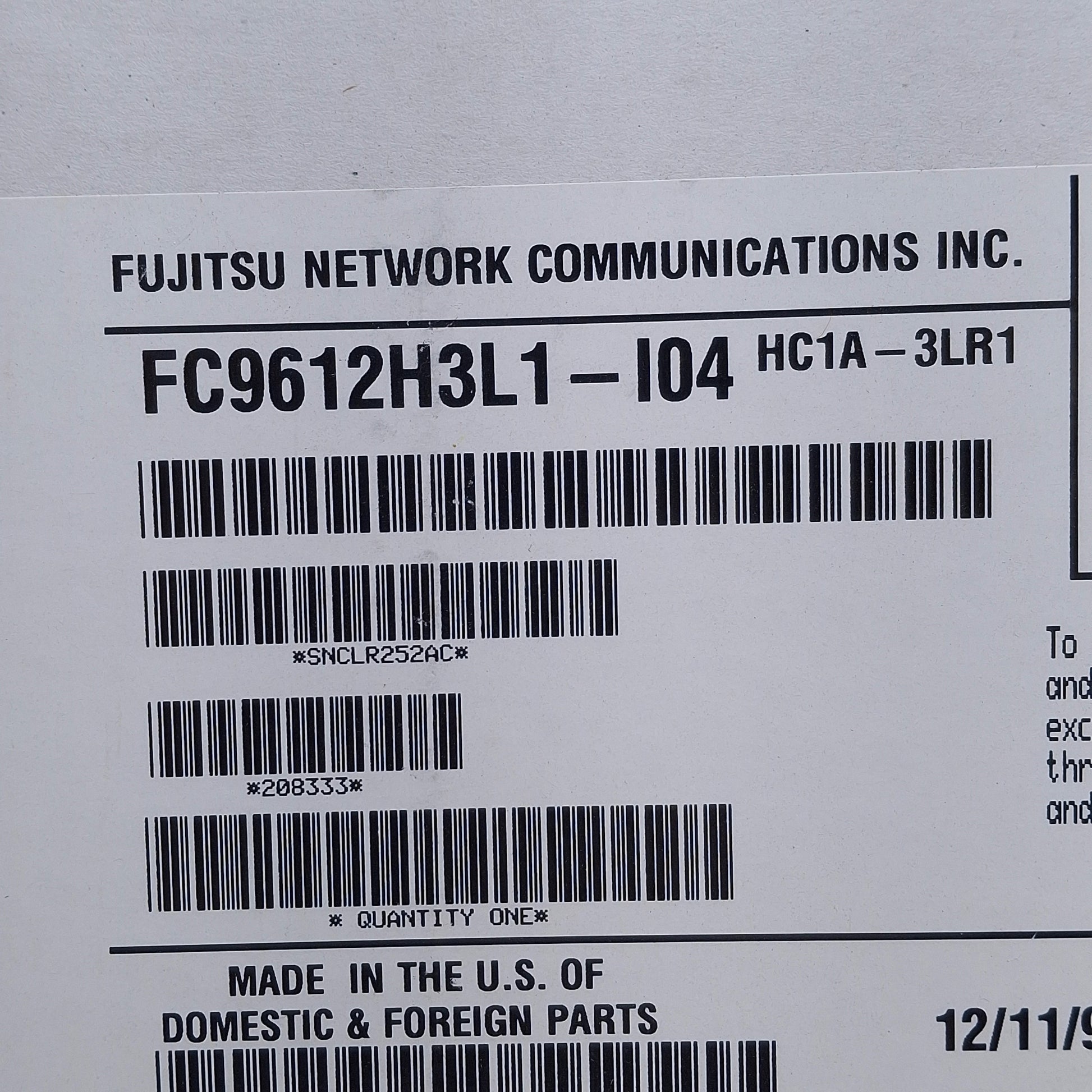 Fujitsu FC9612H3L1-I04 High-Speed Channel Optical Unit For FLM 150 ADM ...