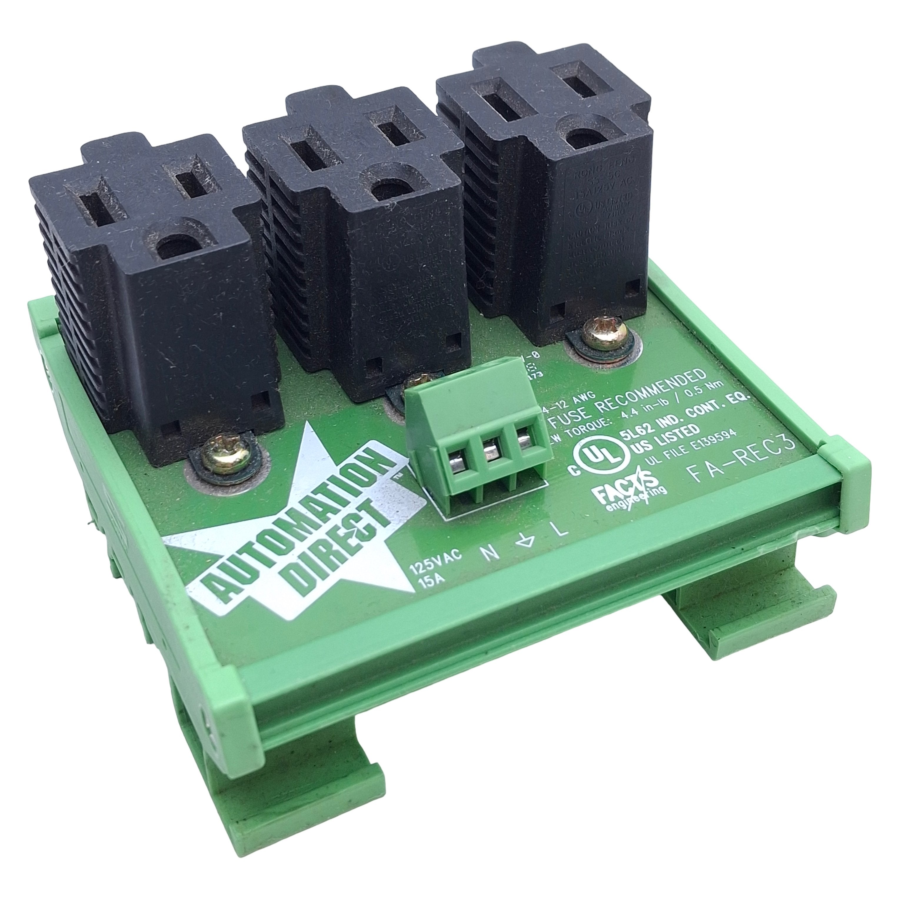Automation Direct FA-REC3 Three Receptacle Convenience Outlet DIN Rail ...