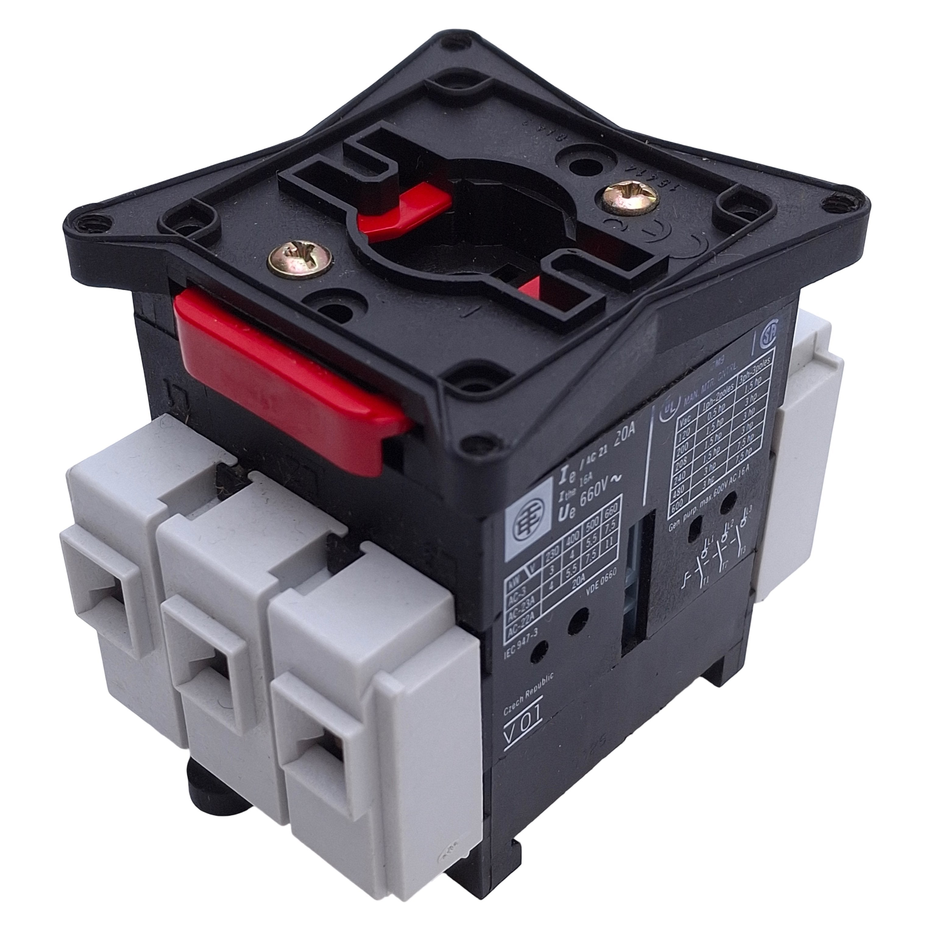 Telemecanique V01 Disconnect Switch 3-Pole, 20A, 660VAC, 3NO, DIN Rail ...